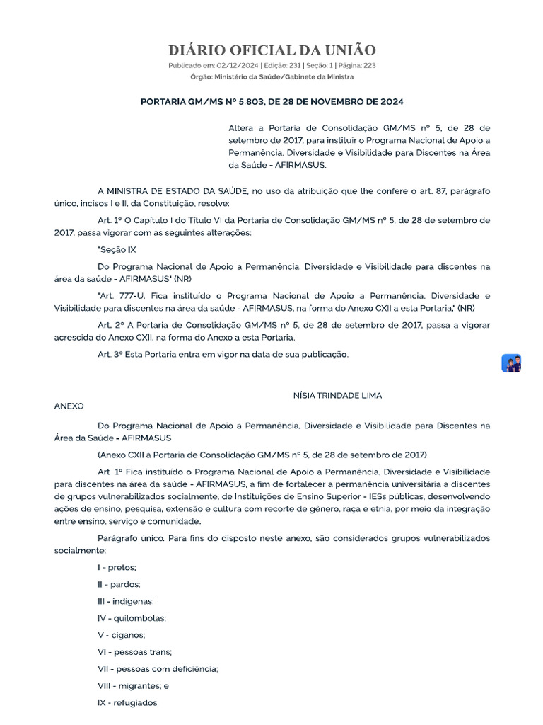 Programa Afirma Sus | PDF