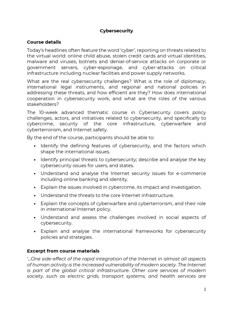 Cyber Security Pdf Computer Security Security