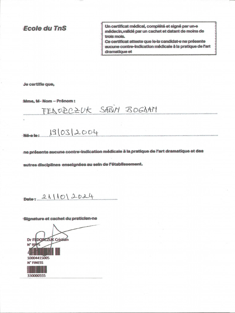 Certif Med TNS | PDF