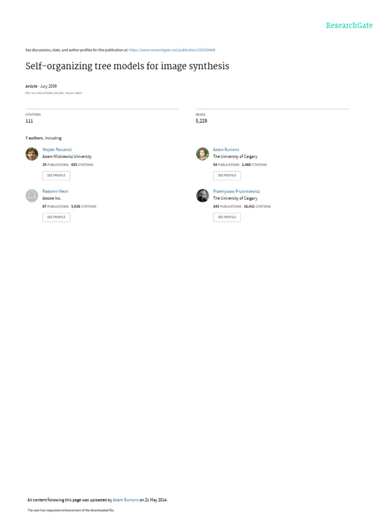 Self-organizing_tree_models_for_image_synthesis | PDF | Trees | Leaf