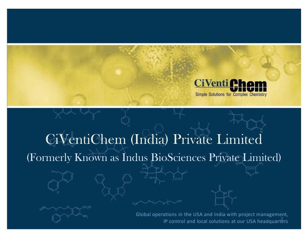 CiVentiChem India Presentation - 2012 | PDF | Fine Chemical | Life Sciences