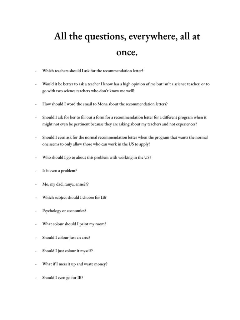 All The Questions, Everhwhere, All at Once. | PDF