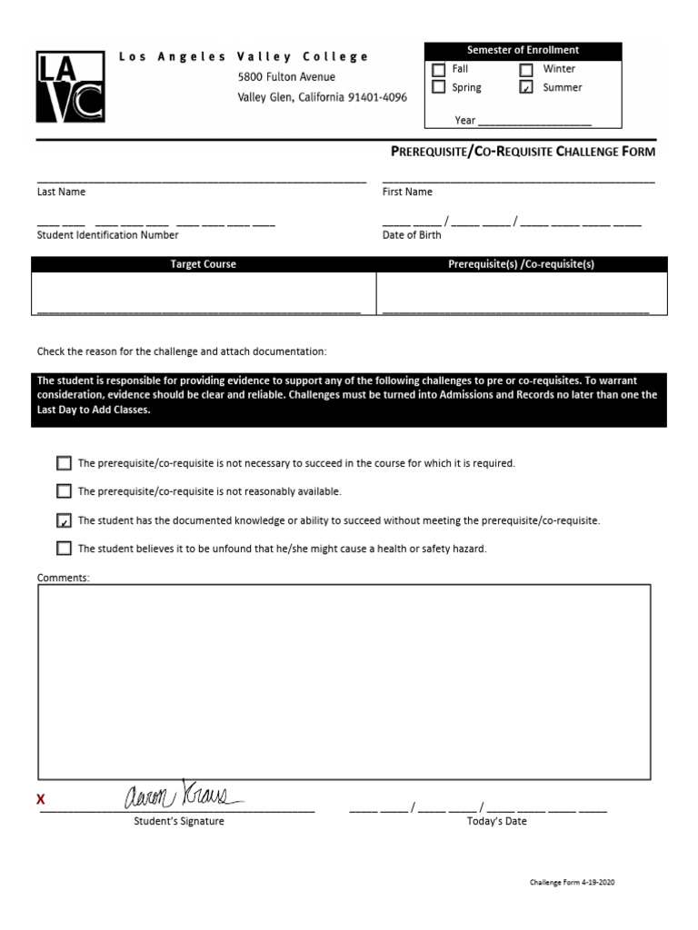 Prerequisite - Co-Requisite Challenge Procedure | PDF