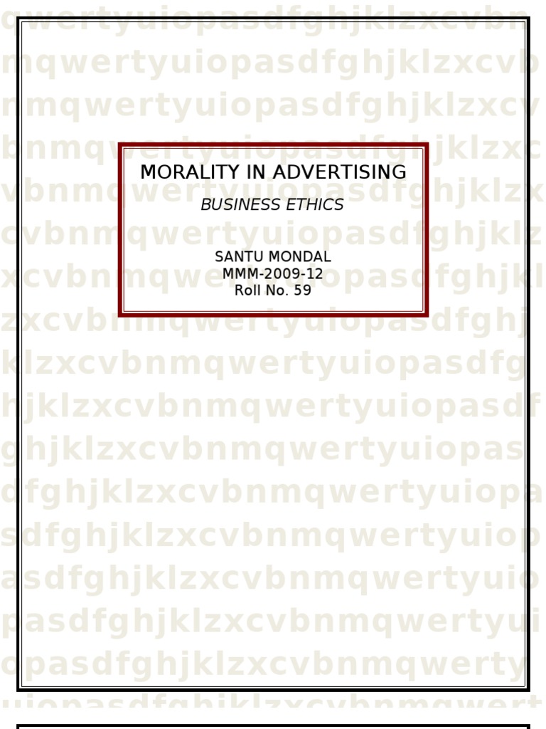 Morality in Advertising | PDF | Advertising | Morality