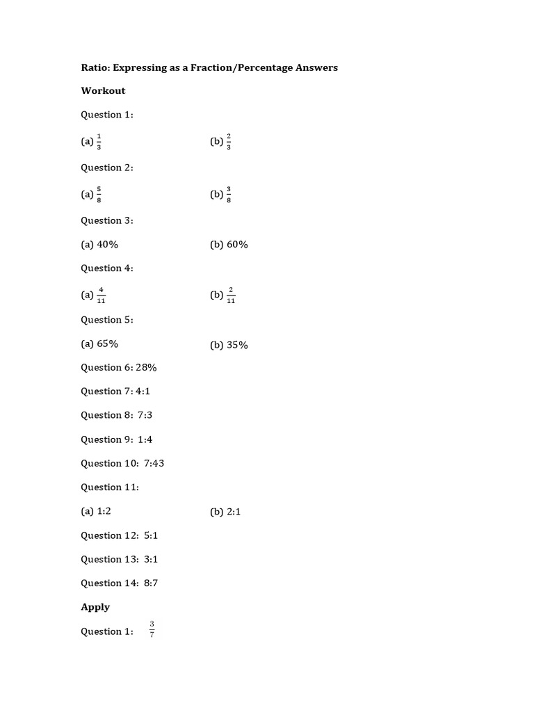 Ratio and Percentage Conversion Guide | PDF