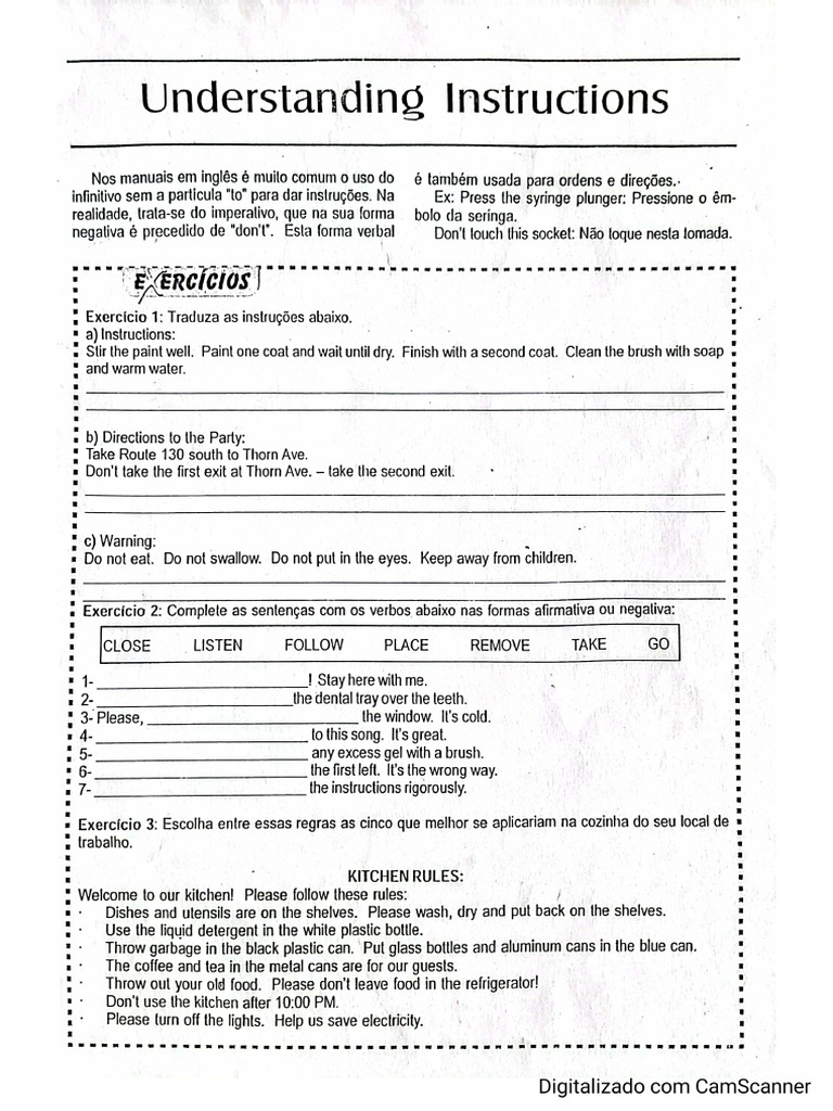 Understanding Instructions Exercícios para As 2 S Séries | PDF