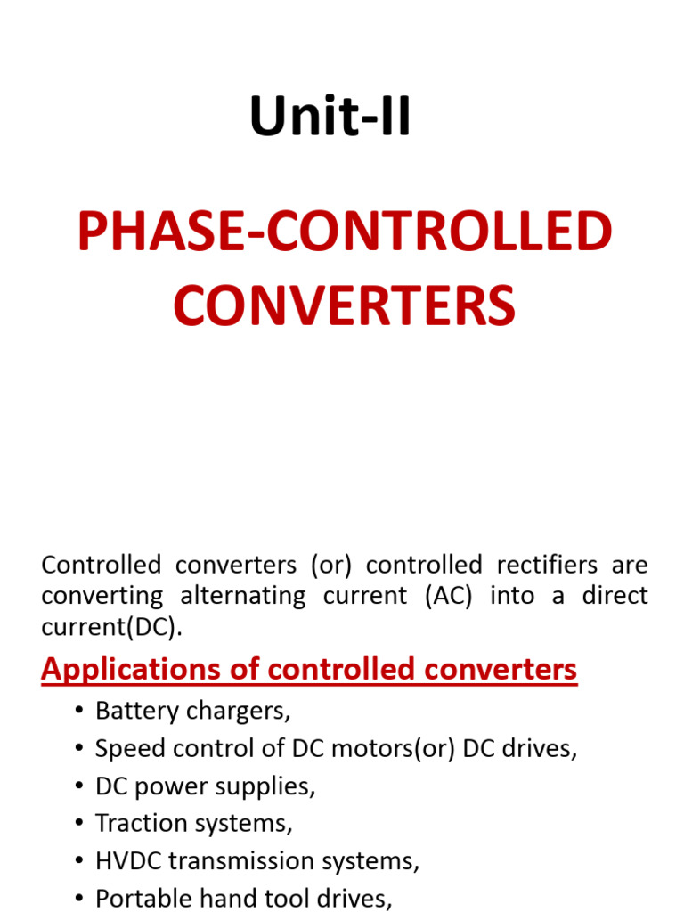 Unit-2. Phase controlled converters part-1 | PDF | Rectifier | Power Electronics