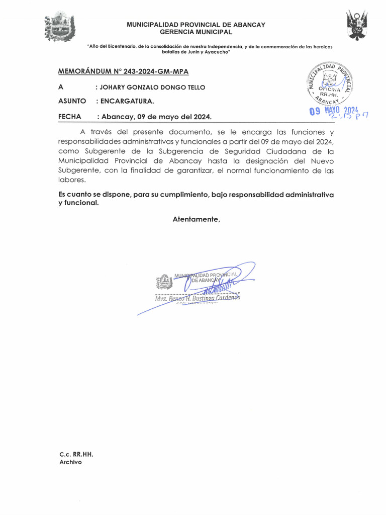 MEMORÁNDUMS (EXPERIENCIA SECRETARIA TECNICA) | PDF