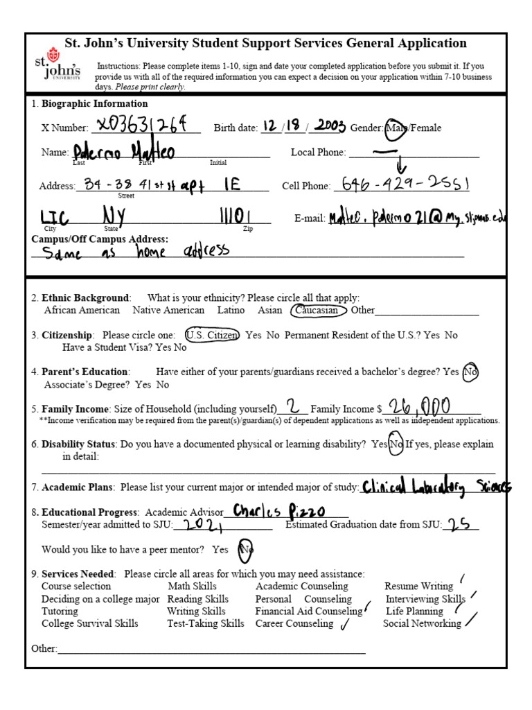 SSS Application for Student Support Services | PDF | Race And Ethnicity ...