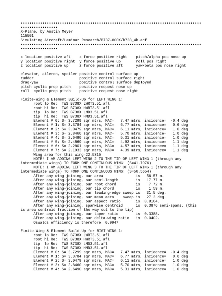 X-Plane B737-800X Wing Analysis | PDF | Flight Control Surfaces | Wing ...