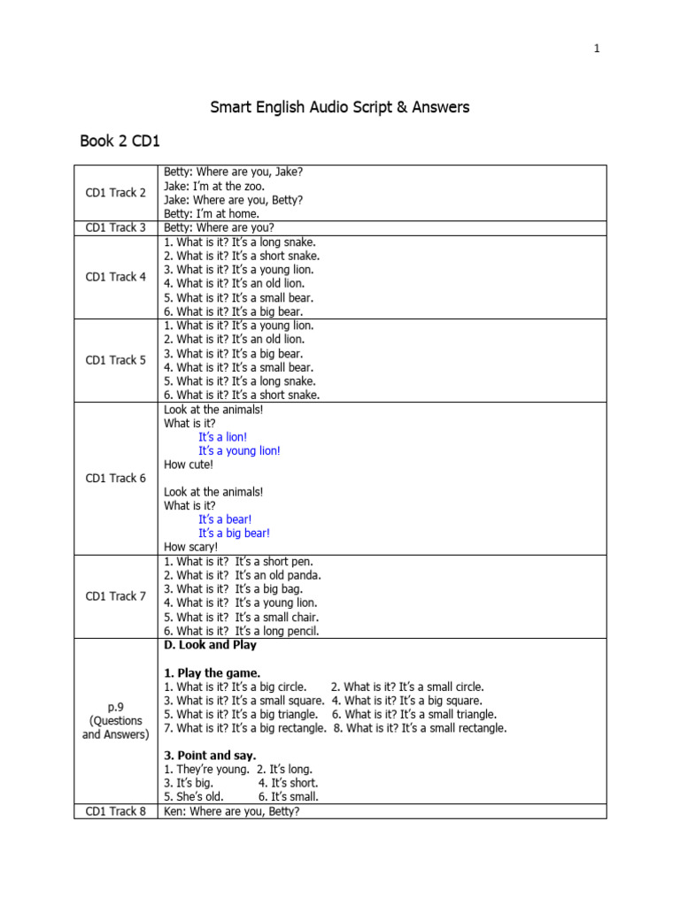 Smart English Student Book 2 Audio Script 738 | PDF