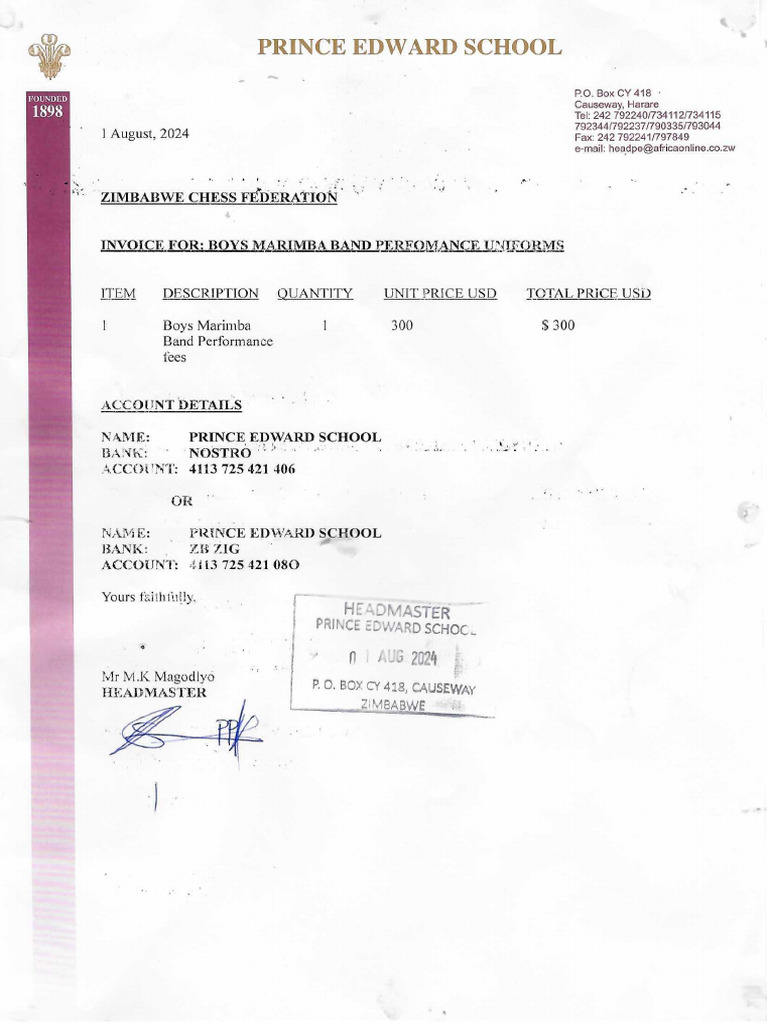 Scan Prince Edward School Quotation | PDF