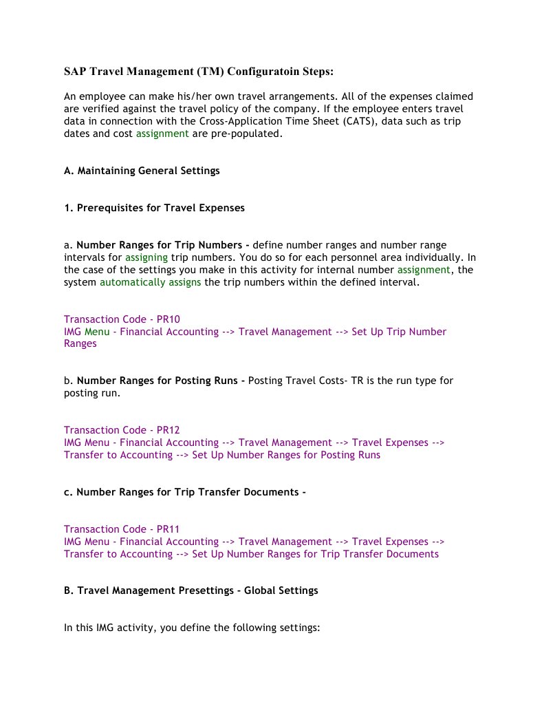 SAP Travel Management | PDF | Per Diem | Expense