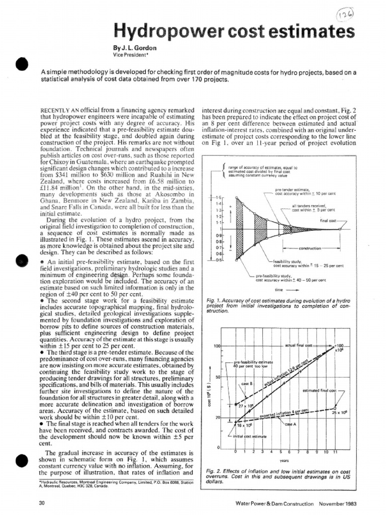 Hydropower cost estimates | PDF