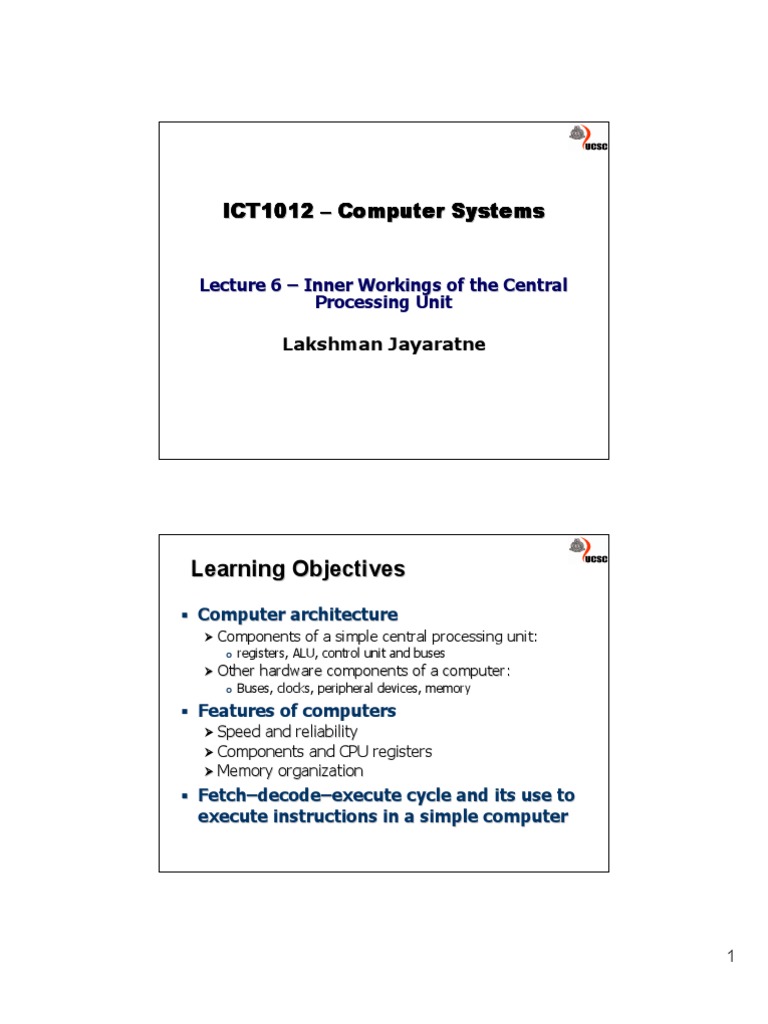 Lecture#06 - Inner Workings of The CPU | PDF | Instruction Set | Central Processing Unit