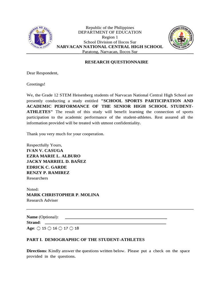 Survey and Questionnaire PR2 A4 | PDF