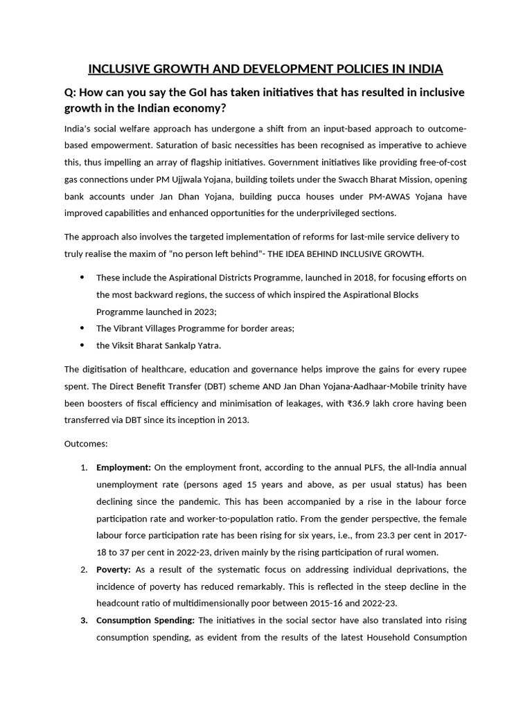 Inclusive Growth and Development Policies in India | PDF | Poverty ...