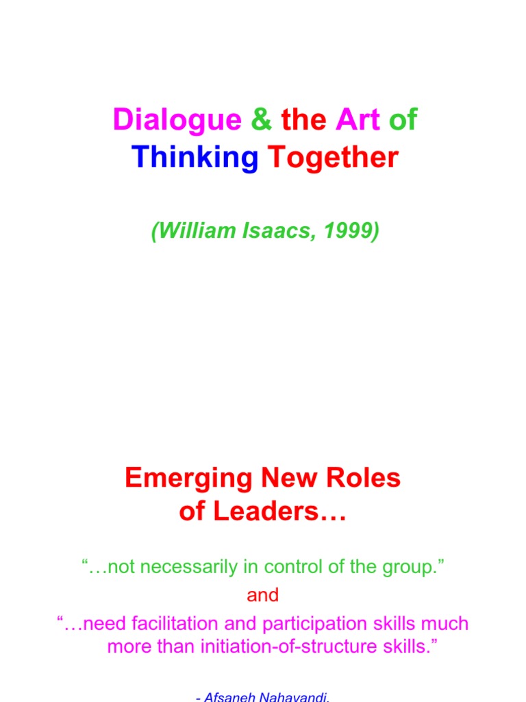 DIALOGUE-The Art of Thinking Together Jan2012 | PDF