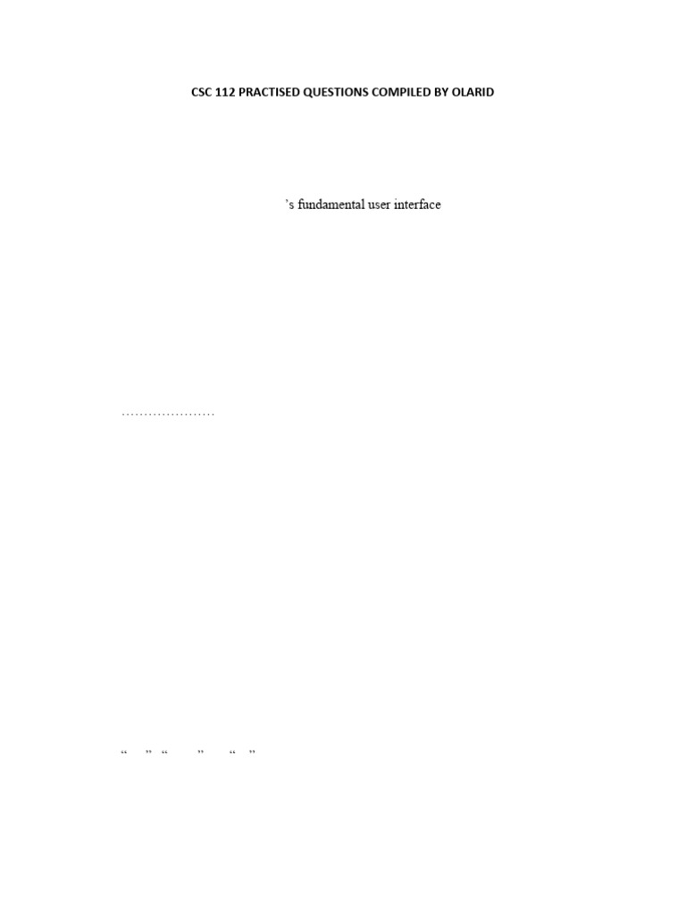 CSC 112 QUESTIONS | PDF | Operating System | Boolean Algebra CSC 112 QUESTIONS | PDF | Operating System | Boolean Algebra
