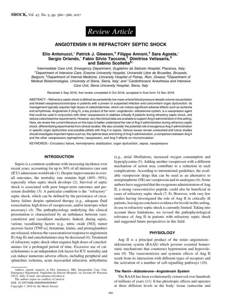 Elio Antonucci Angiotensin II in Refractory Septic - 024848 | PDF ...