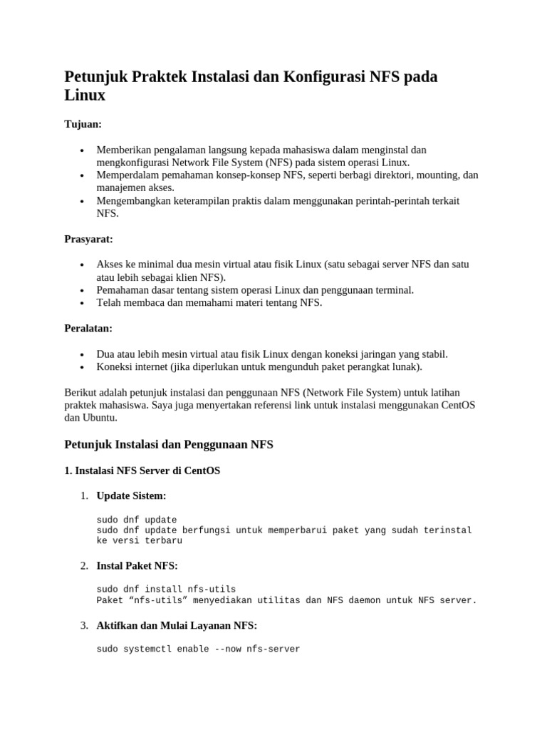 Petunjuk Instalasi NFS - Server | PDF