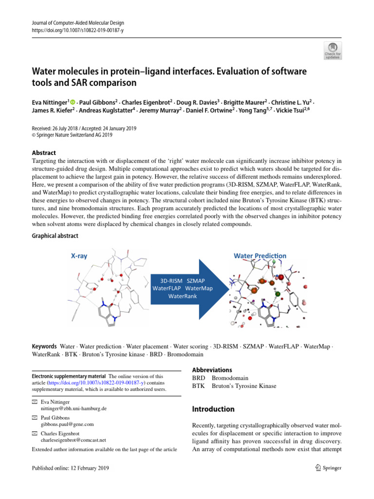 Water molecules in protein–ligand interfaces | PDF | Coordination ...