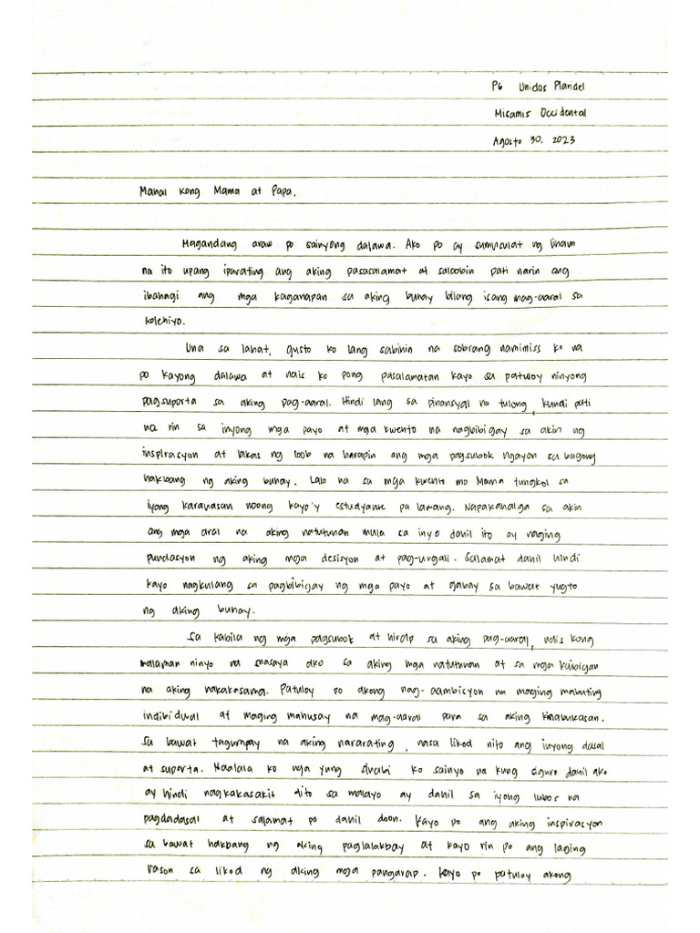 Liham para sa magulang | PDF