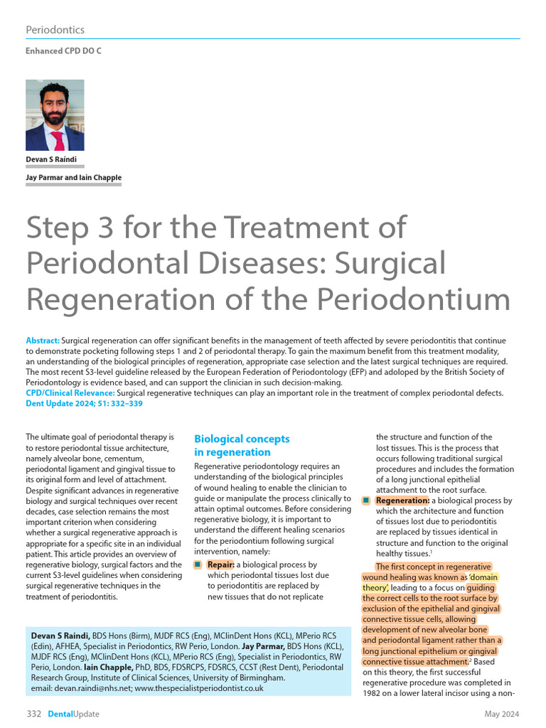 Step 3 For The Treatment of Periodontal Diseases Surgical Regeneration ...