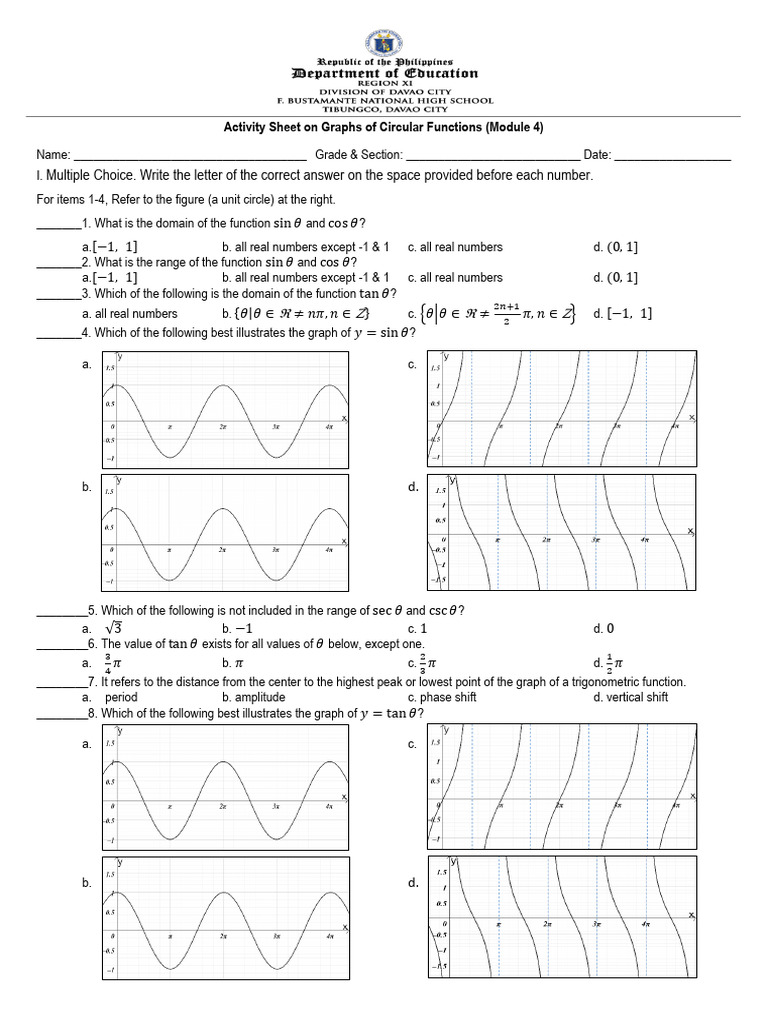 Activity-sheet-on-Graphs-of-Circular-Functions-Module-4 | PDF ...