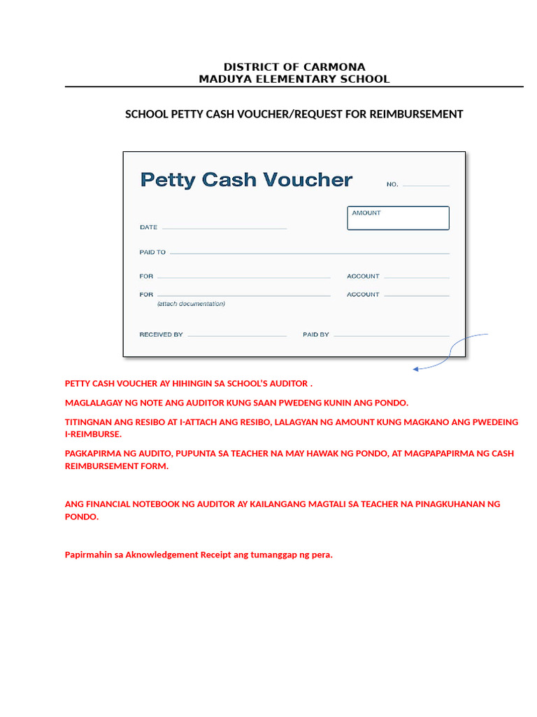 Acknowledgement Cash-Reimbursement - Voucher | PDF