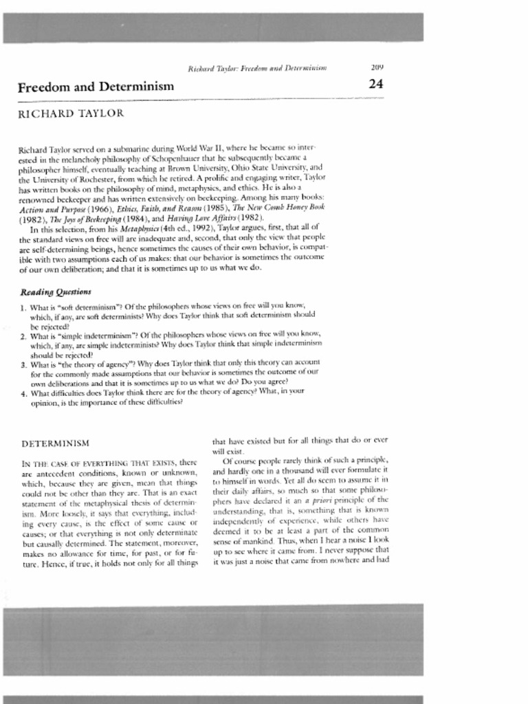 Taylor Free Will | PDF