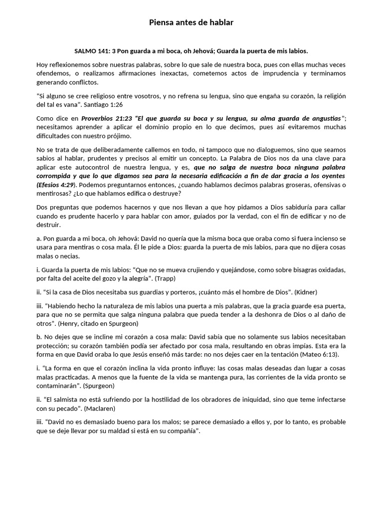 Controla tus palabras con sabiduría | PDF | Creencia religiosa y doctrina