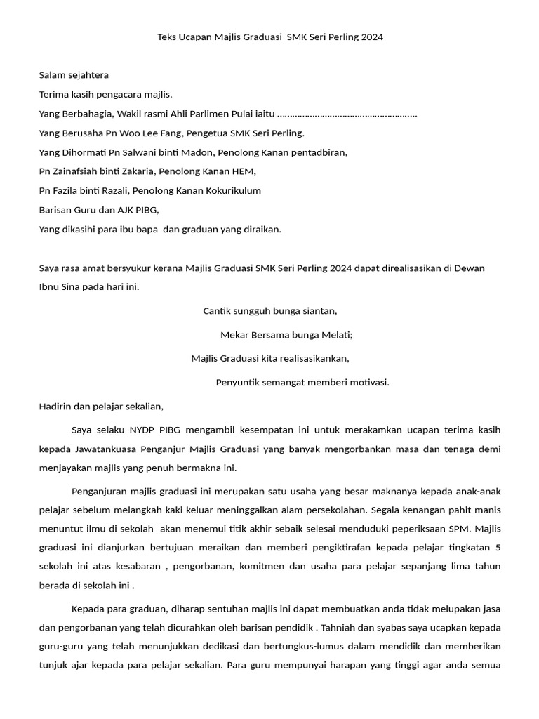 Teks Ucapan Majlis Graduasi | PDF