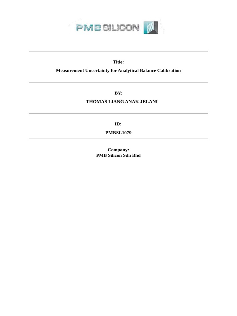 ASSIGNMENT BALANCE UNCERTAINTY (1) | PDF | Calibration | Weighing Scale