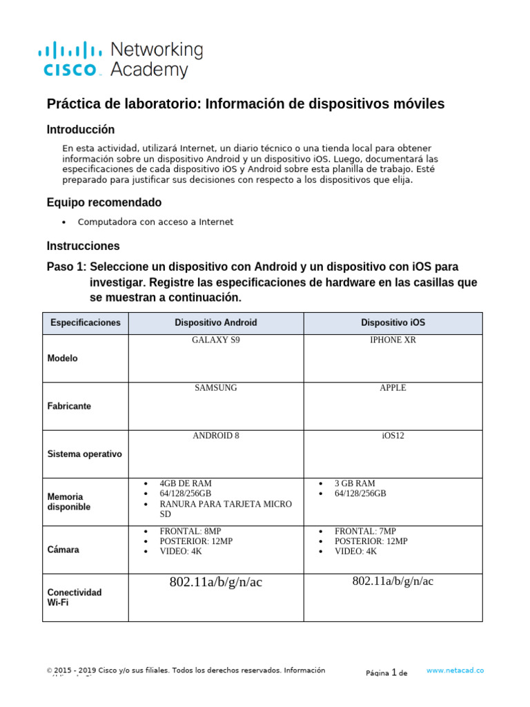 7.1.1.10 Lab - Mobile Device Information | PDF | Dispositivo móvil | Android (sistema operativo)