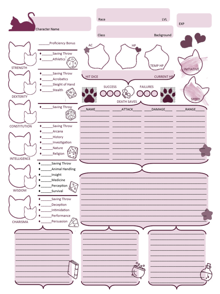 2205410-cat_character_sheet | PDF | Leisure Activities | Storytelling