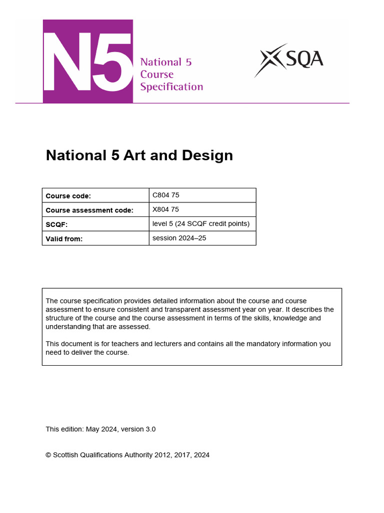 National 5 Art and Design Course Guide | PDF | Learning | Creativity
