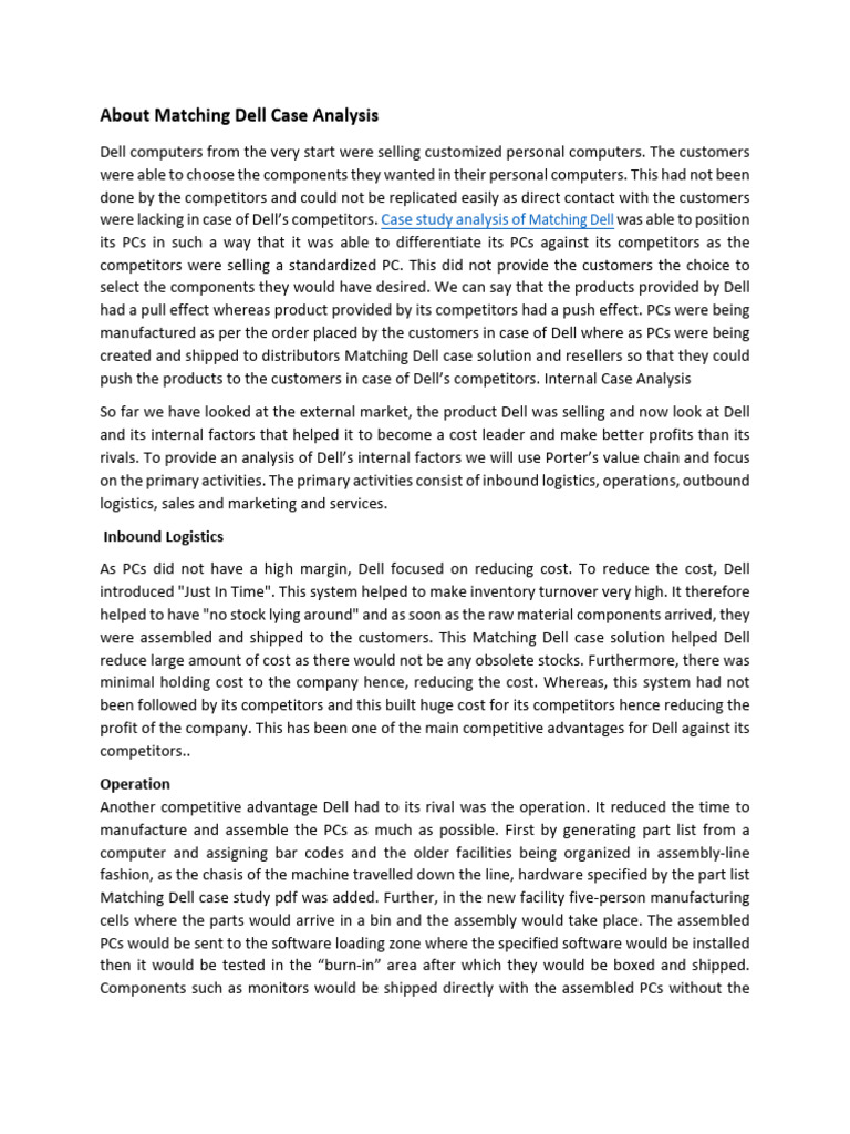 About Matching Dell Case Analysis Docx | PDF | Dell | Personal Computers
