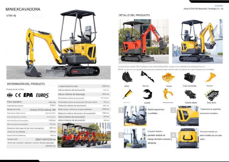 MINIEXCAVADORA de 1.6 toneladas Vote | PDF