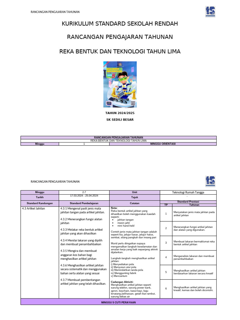 RPT RBT T5 2024-2025 | PDF