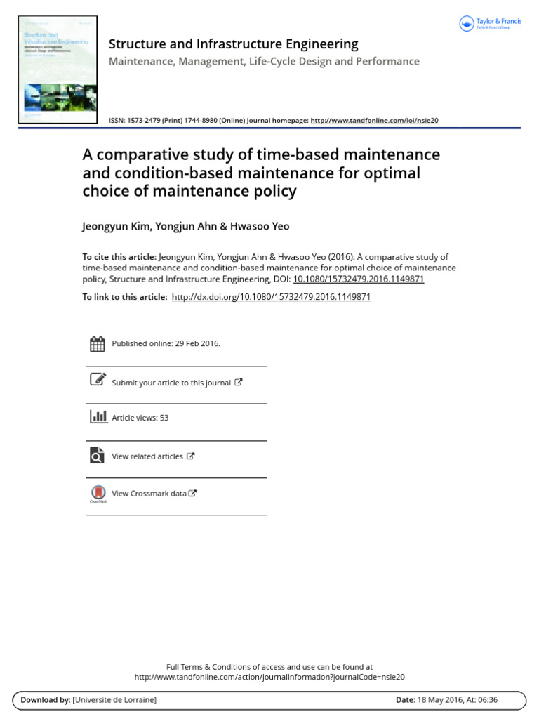 A Comparative Study of Time Based Maintenance and Condition Based ...