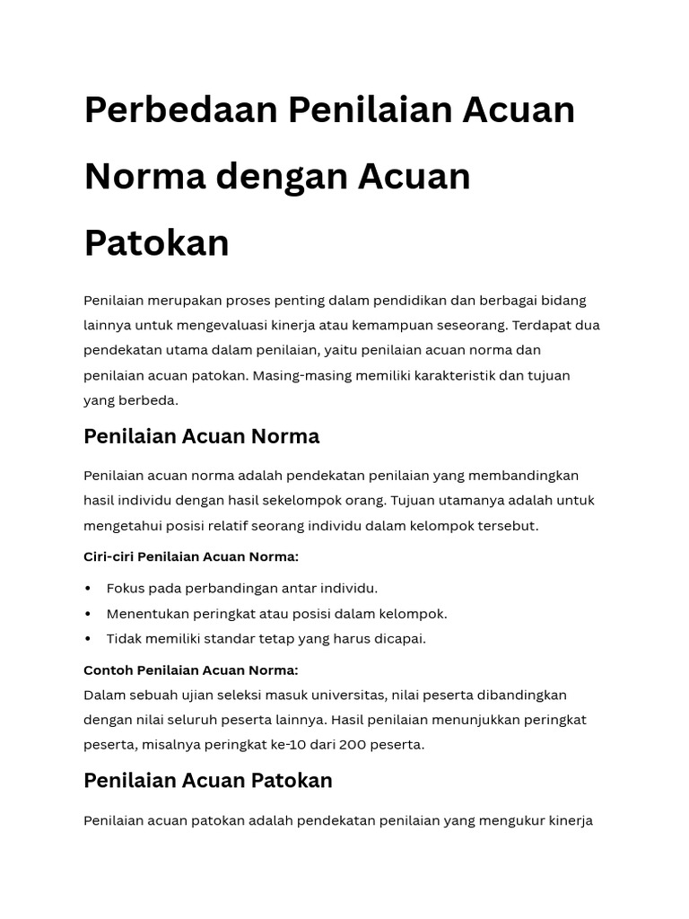 Perbedaan Penilaian Acuan Norma Dengan Acuan Patokan - 20241208 ...