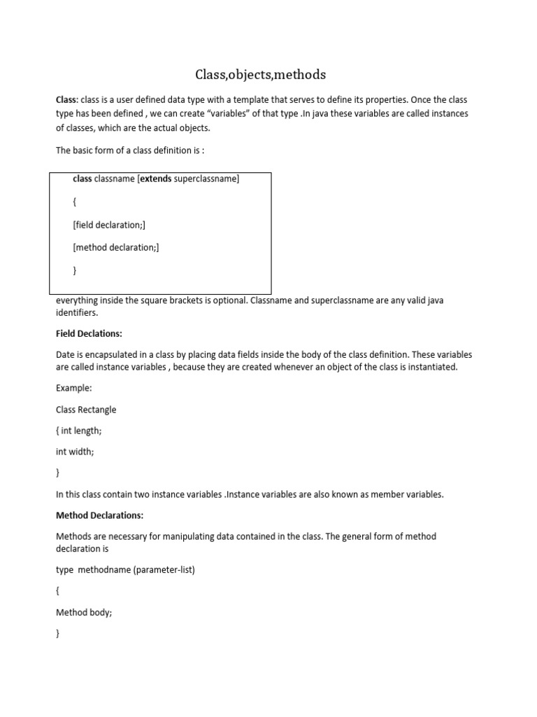 6.CLASS | PDF | Class (Computer Programming) | Method (Computer Programming)