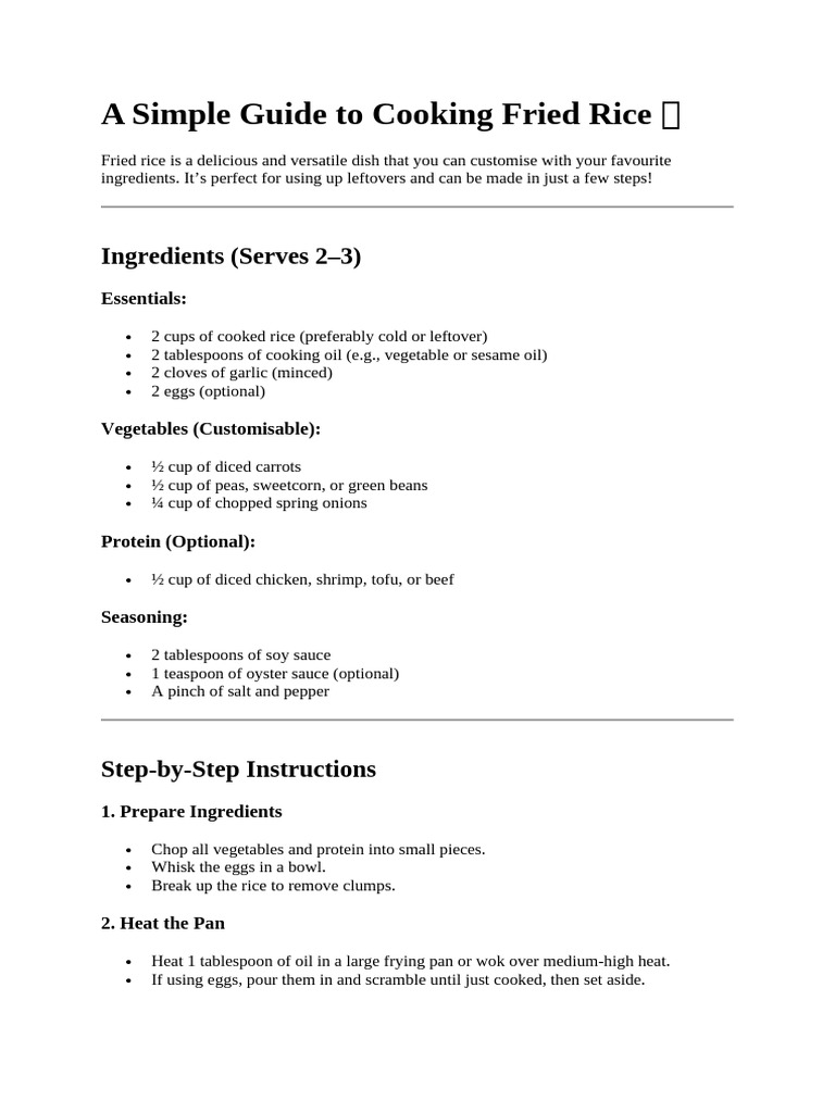 Guide To Cooking Fried Rice | PDF