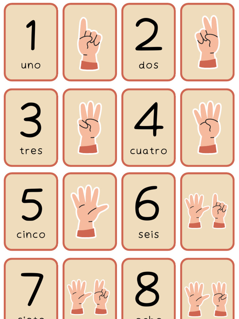 Tarjetas Educativas de Números y Dedos, Sencillos, Beige y Marrón_20241207_222425_0000 | PDF