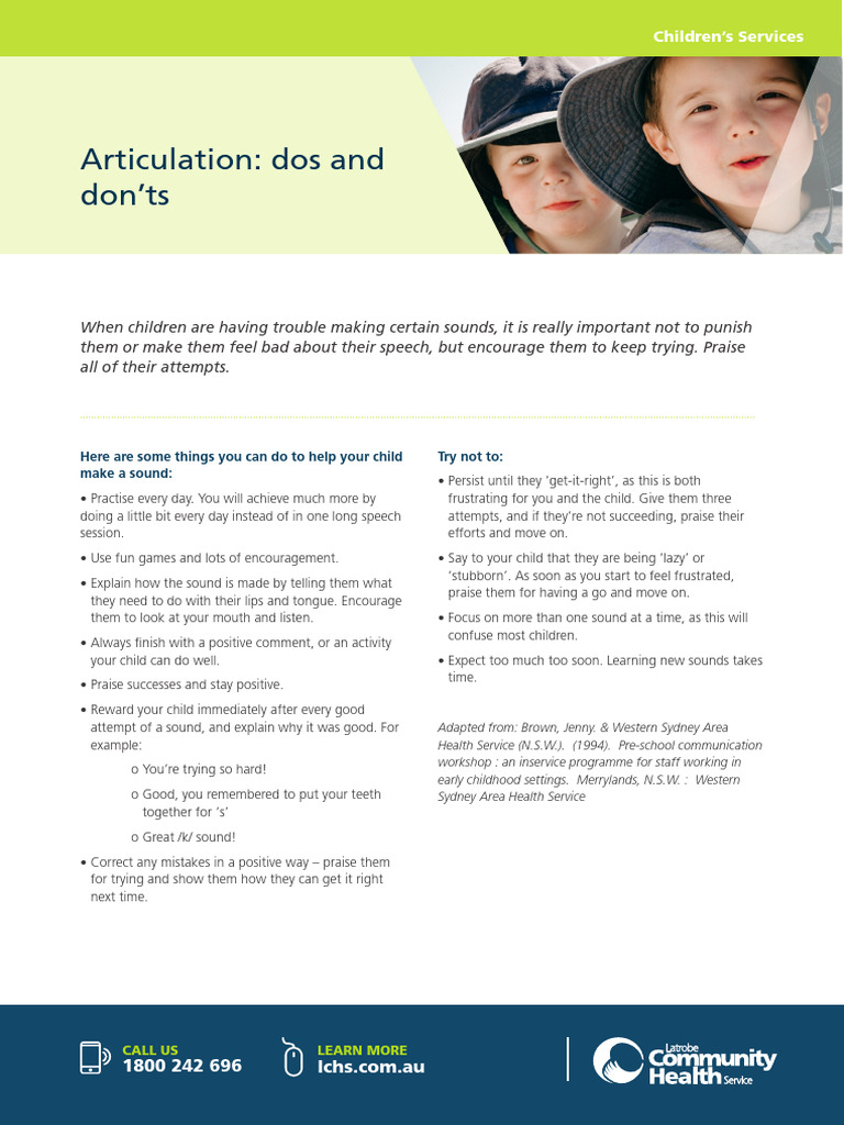 Articulation Tips for Children | PDF