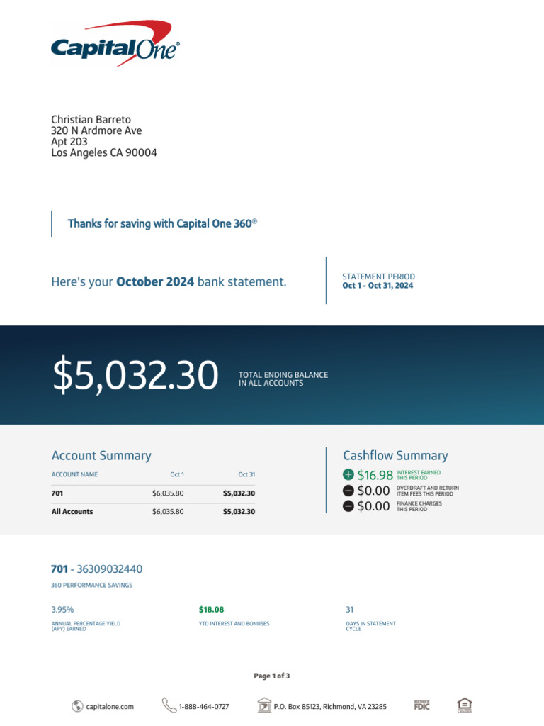 October Bank Statement-2024-11-12t05 - 18 - 11.315Z | PDF | Interest ...