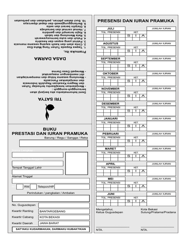 KARTU IURAN PRAMUKA | PDF