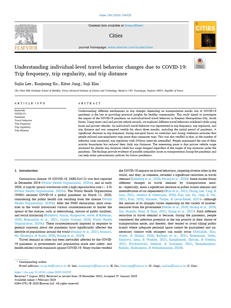 COVID-19 Impact on Travel Behavior Changes | PDF | Bus | Transport