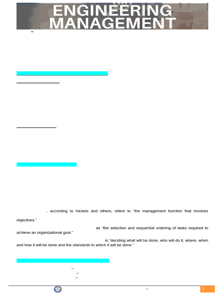 Planning Technical Activities in Management | PDF | Strategic Planning ...